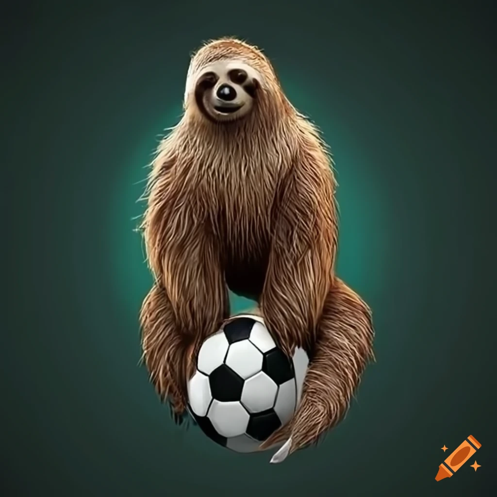 Sloth playing soccer on Craiyon
