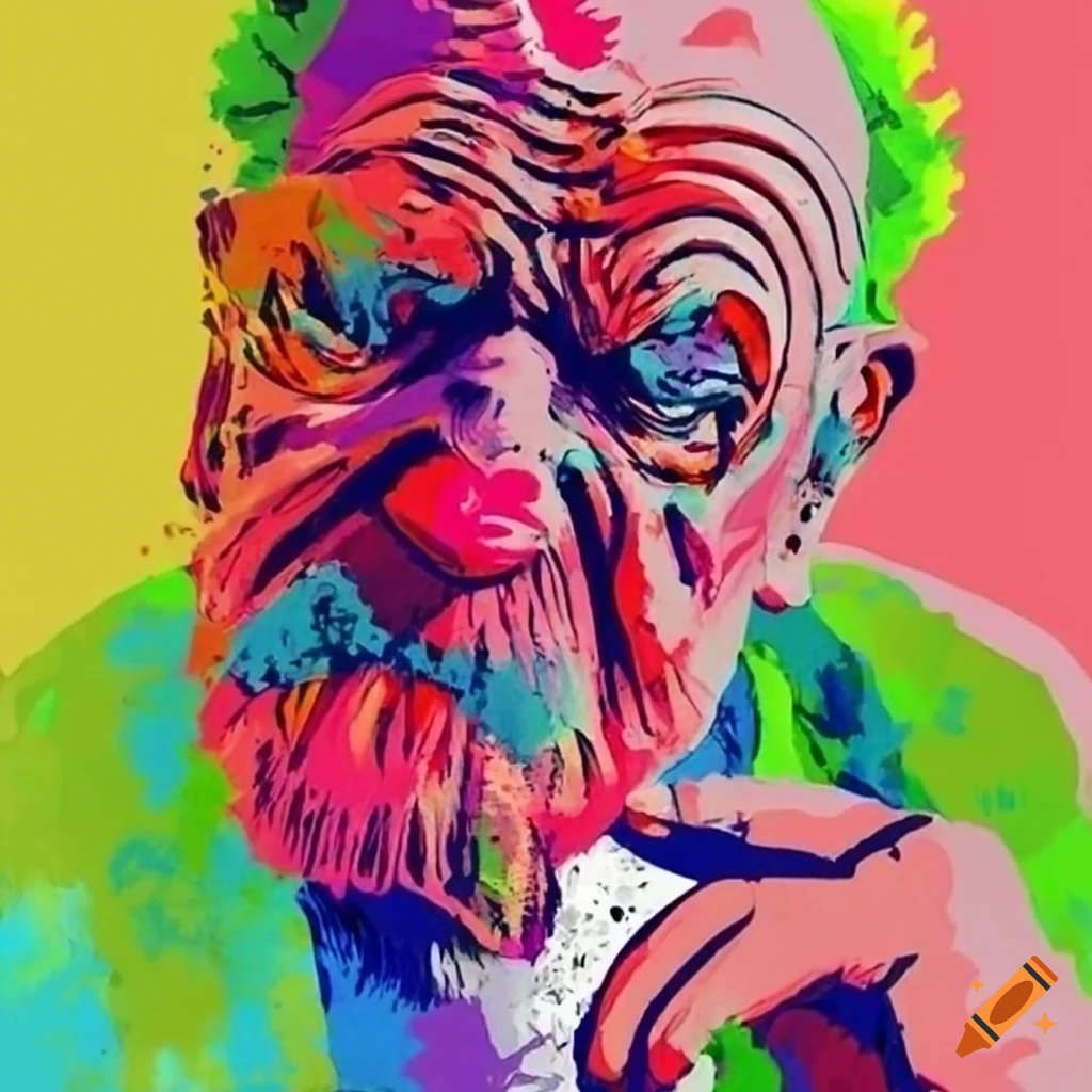 Italian angry old man by warhol on Craiyon