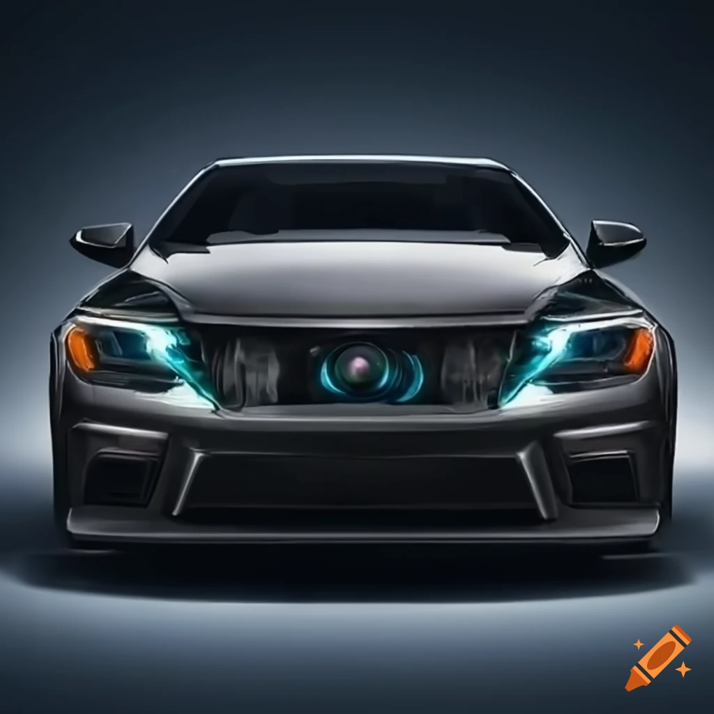 Create a photo featuring a car facing the camera, showcasing a single ...