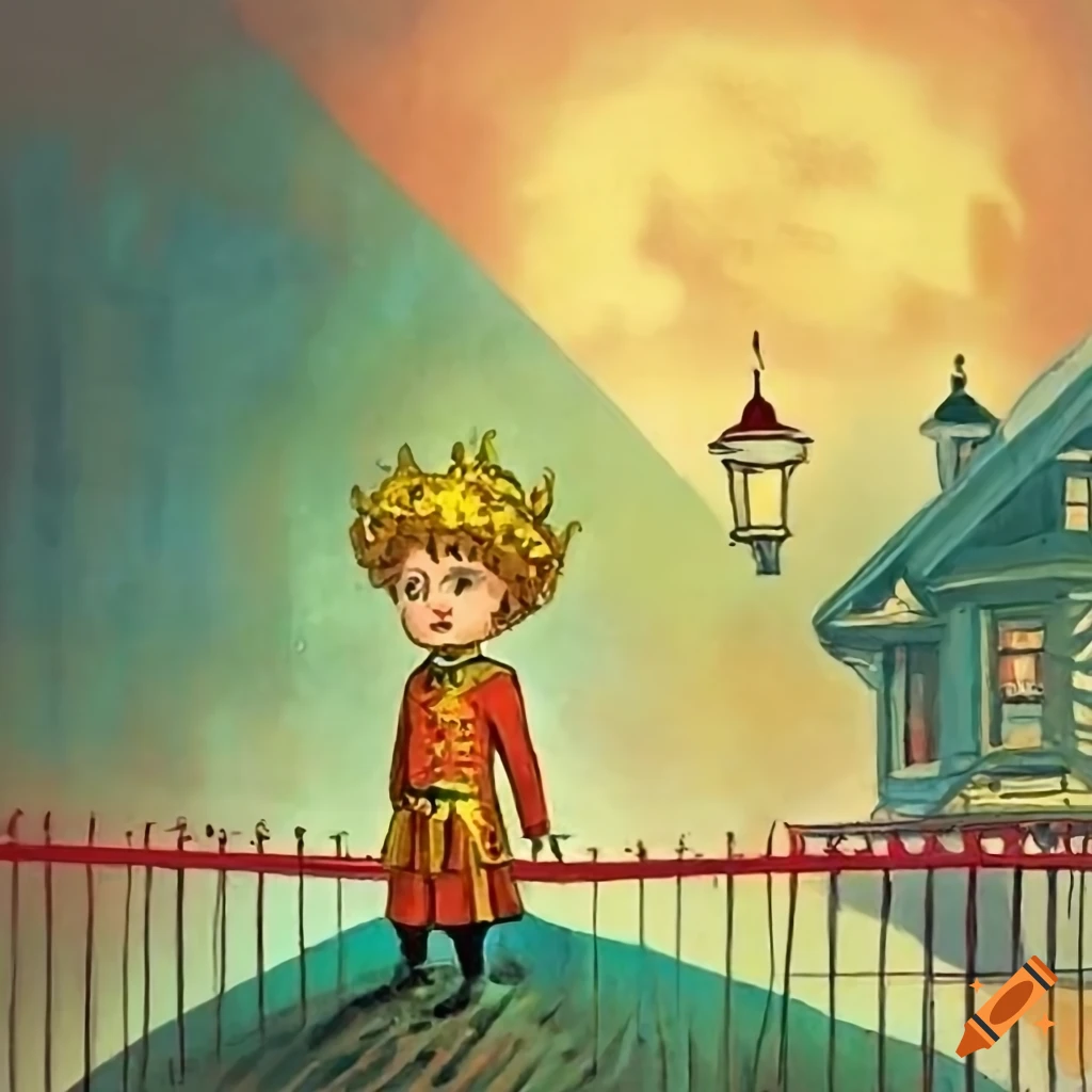 Antoine de saint-exuperie illustration of the Little Prince wearing his ...
