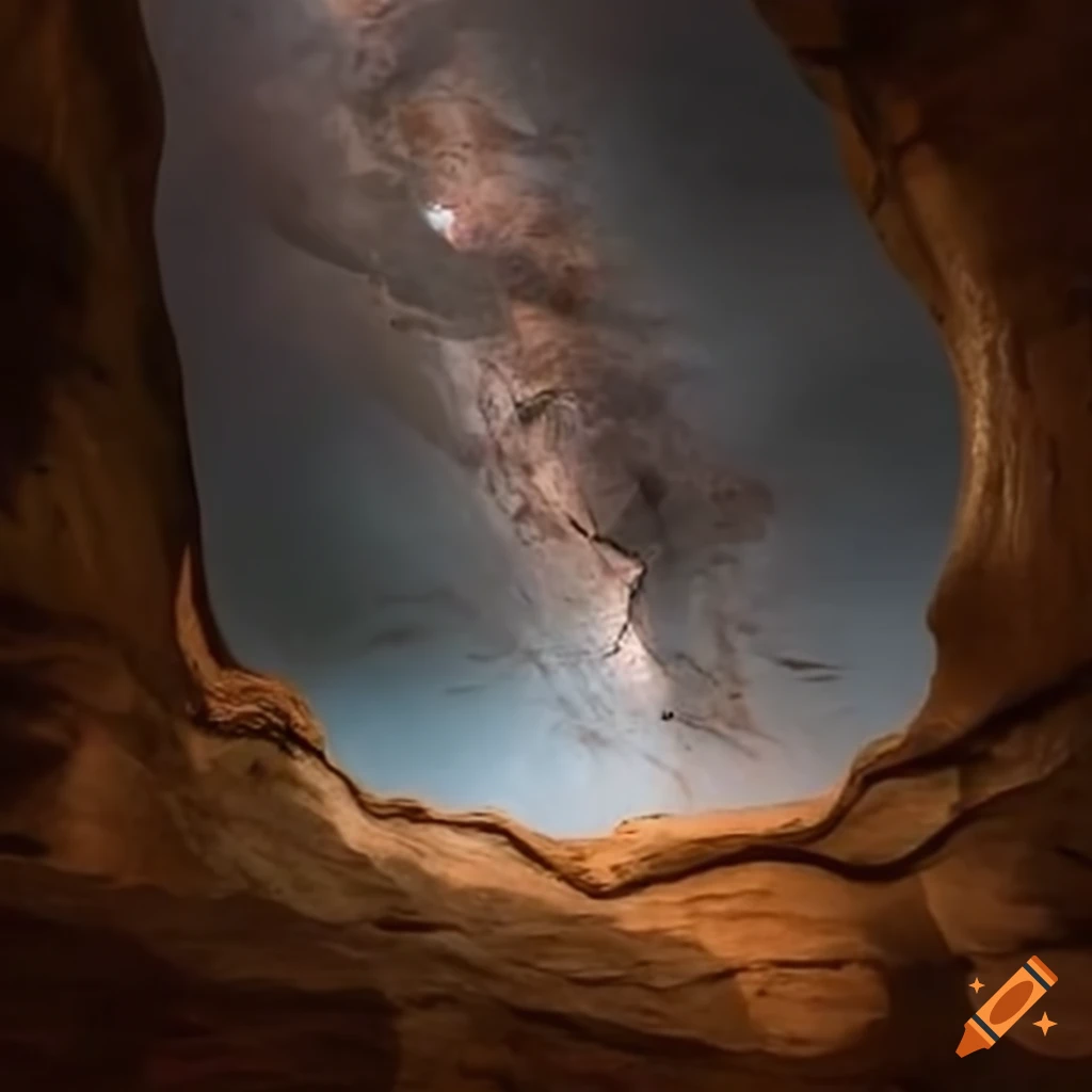 Prehistoric cave painting depicting extraterrestrial spacecraft