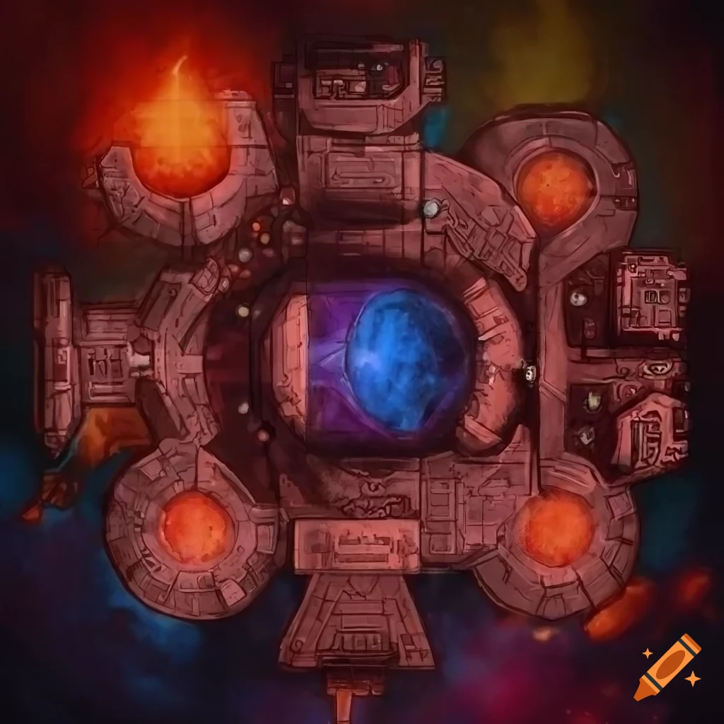 Space ship tabletop rpg map on Craiyon