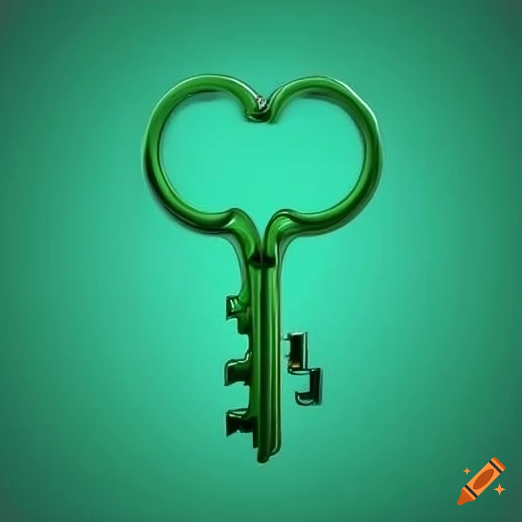 A large green key on a white background on Craiyon