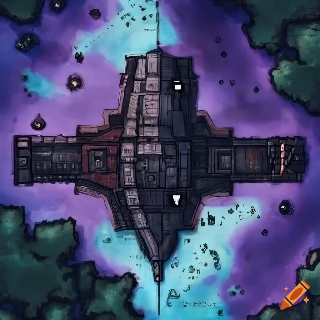 Space ship tabletop rpg map on Craiyon