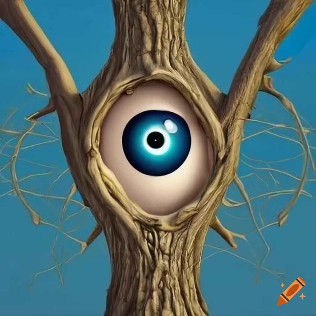 Surreal illustration of an eye tree on Craiyon