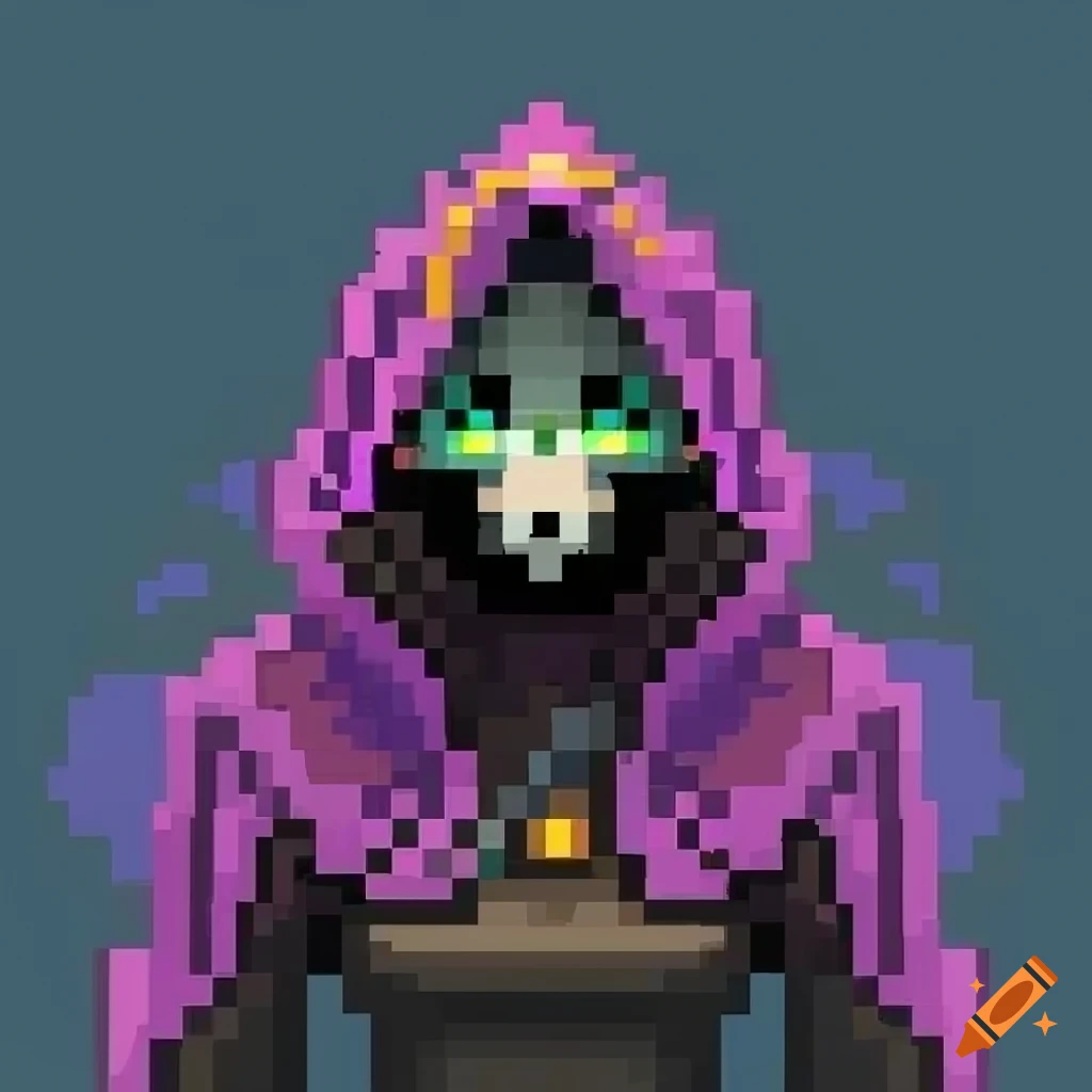 Pixel art, a masked, mage