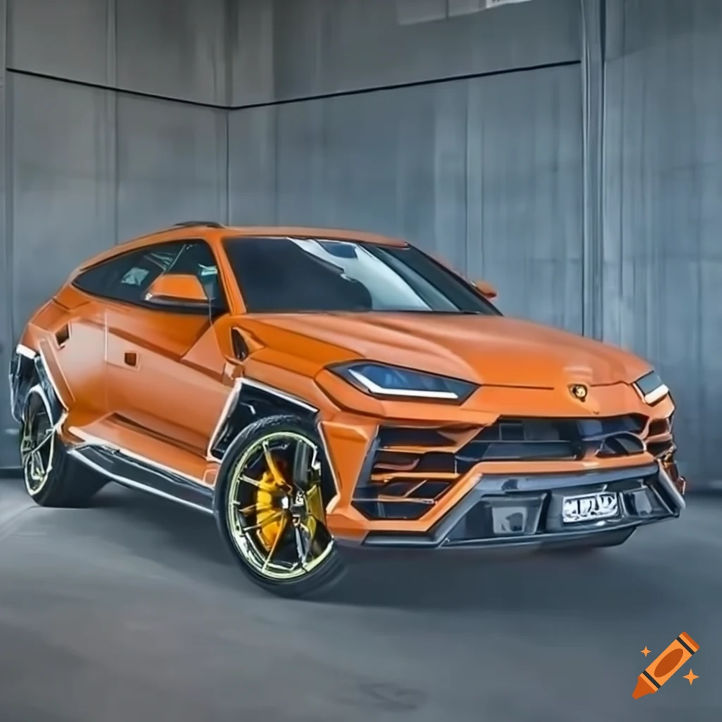 Beautiful and clear photo of a orange lamborghini urus in 4k on Craiyon