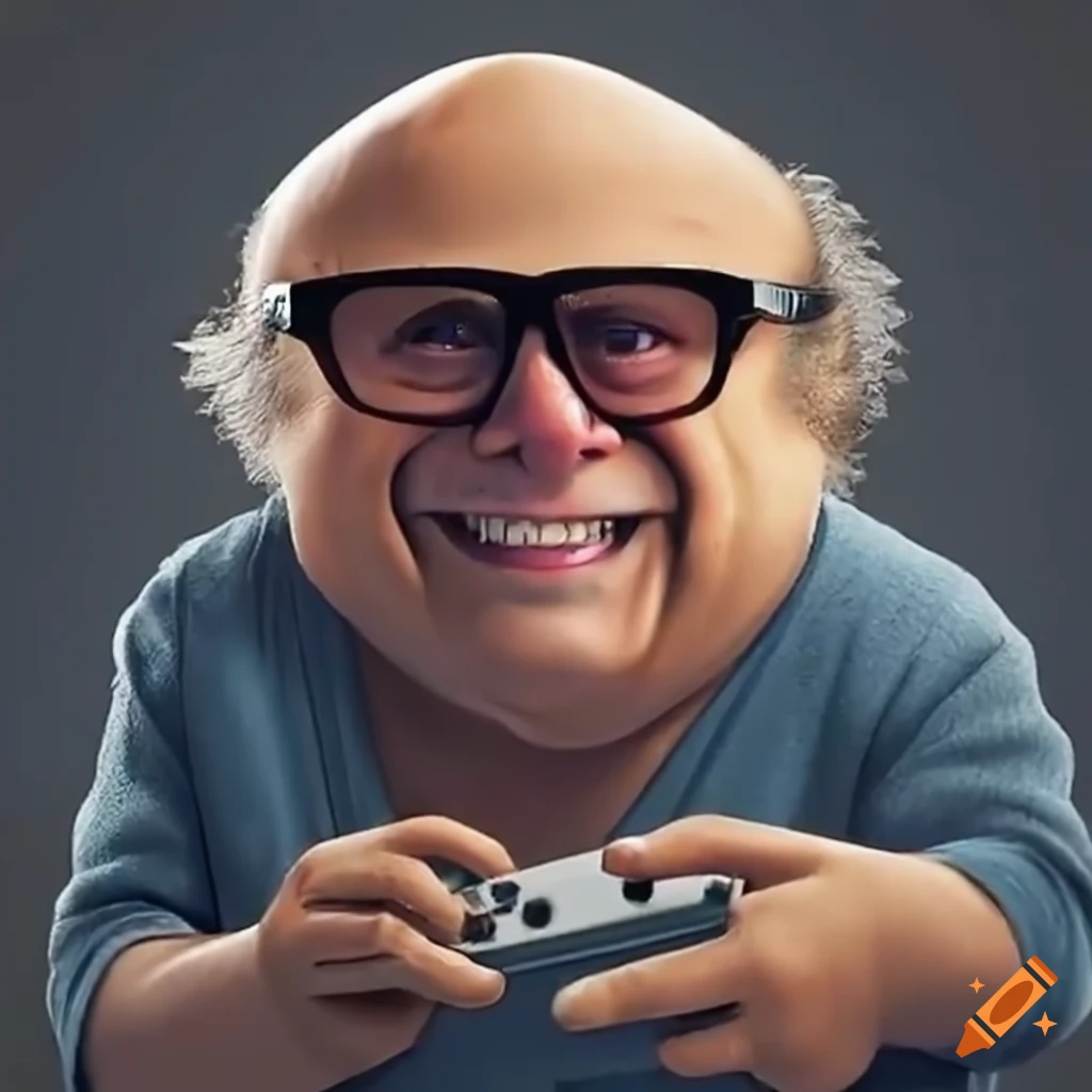 Danny devito with a nintendo switch on Craiyon