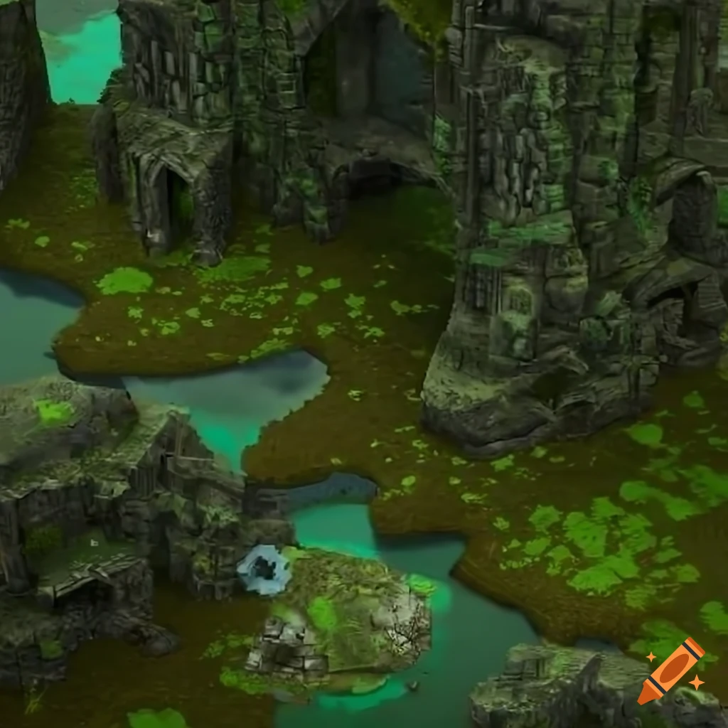 In the background between formation from above fantasy RPG game forest ...