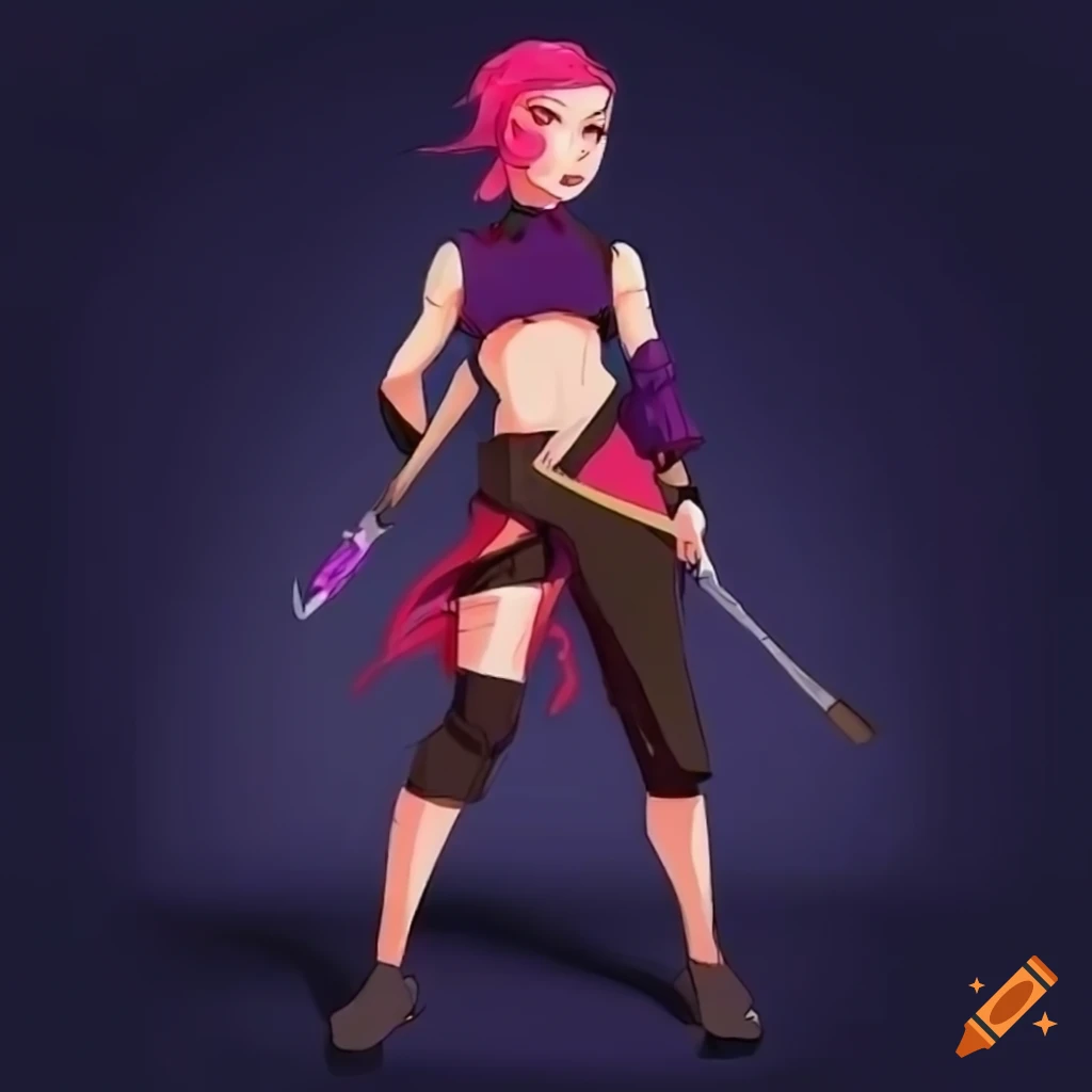 Ninja girl in arcane animation style