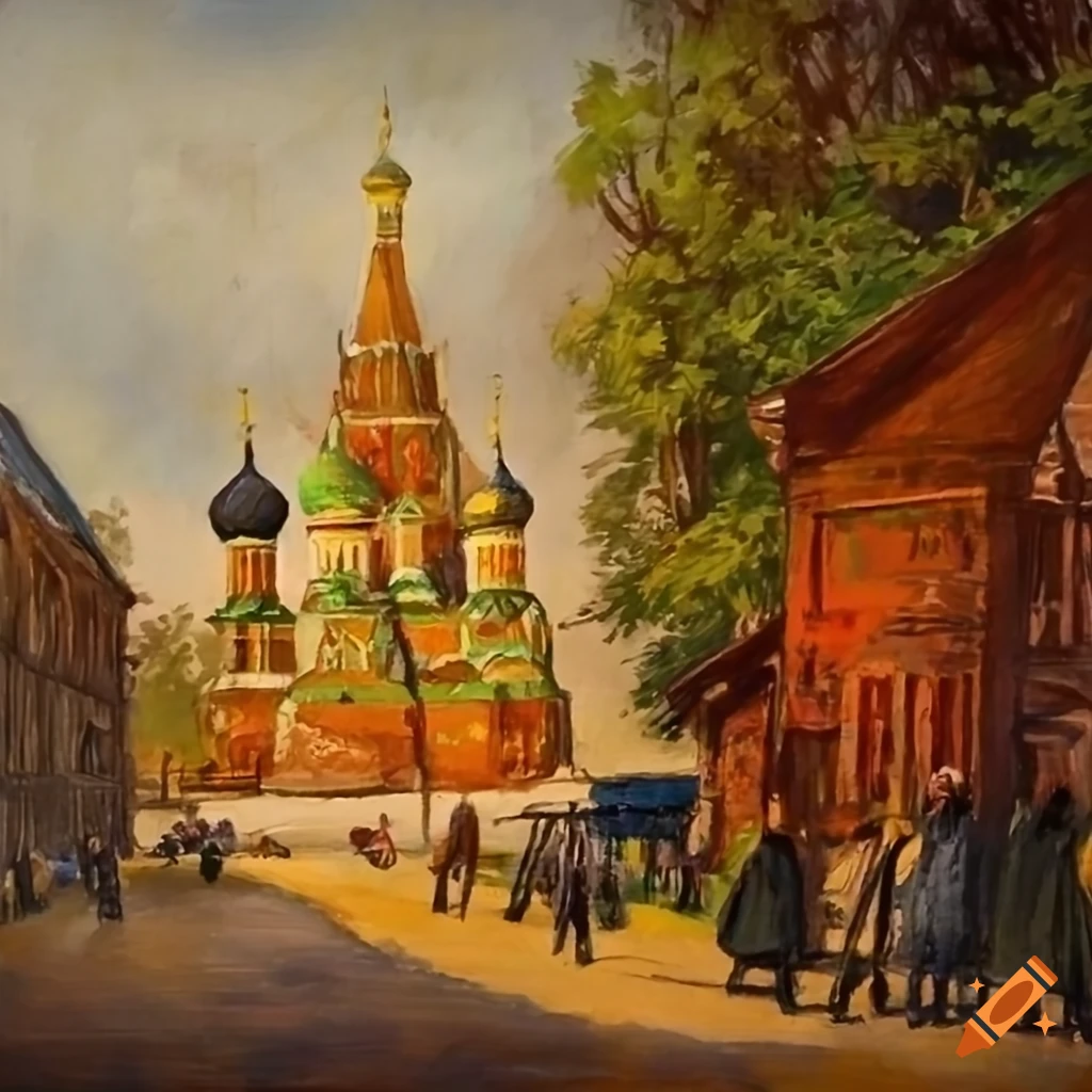 Old russia. oil painting. very detailed drawing. maximum concentration ...