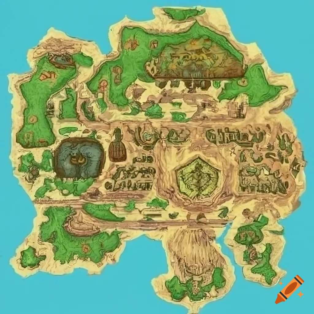 Highly-detailed map of the zelda game world