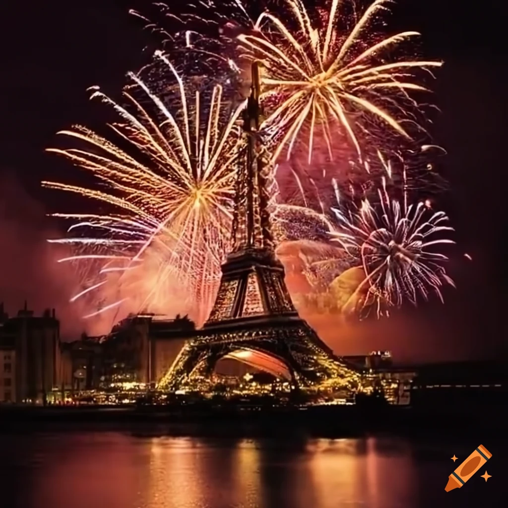 Eiffel Tower Paris At Night With Fireworks