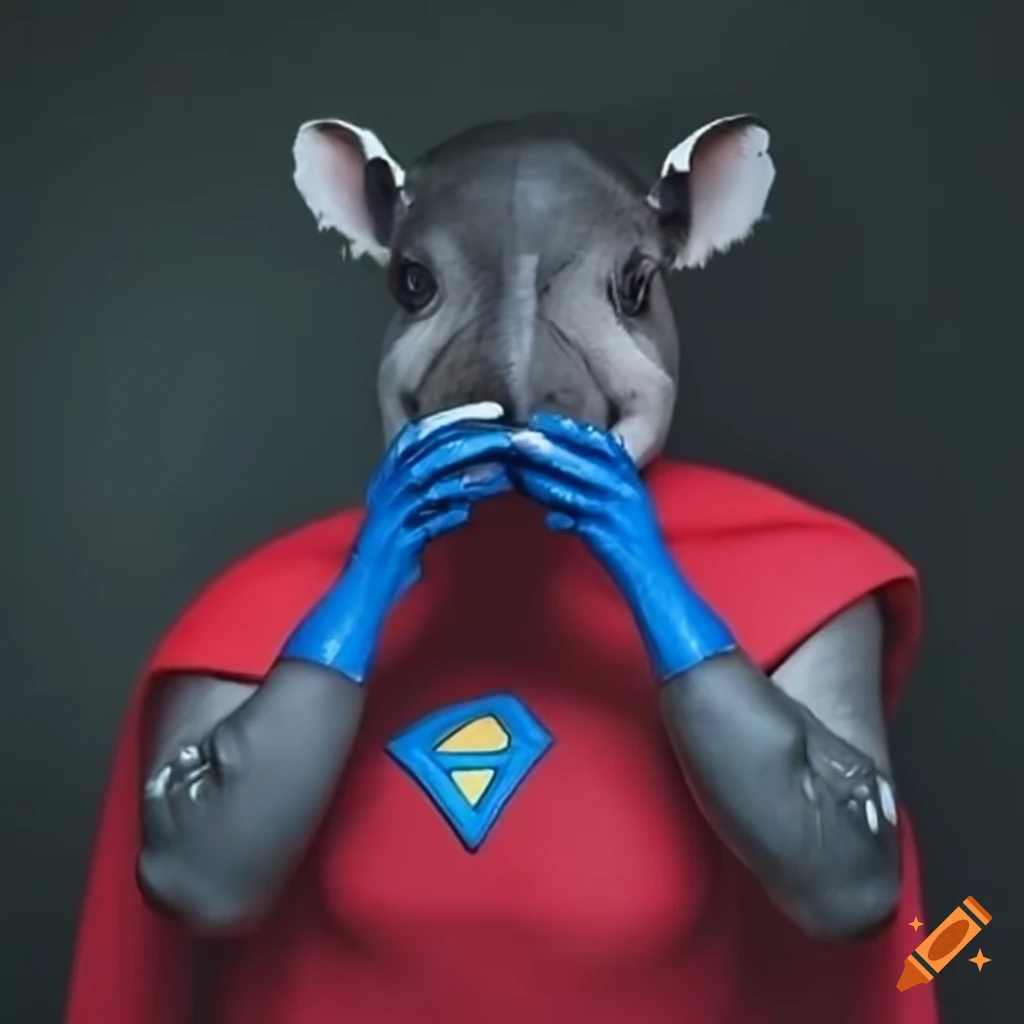 A heroic tapir wearing a superhero costume on Craiyon