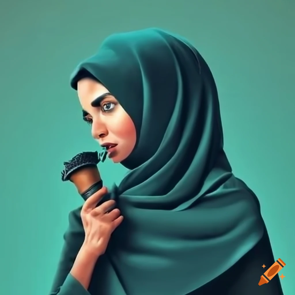 A strong muslim woman holding a torch, symbolizing empowerment and freedom