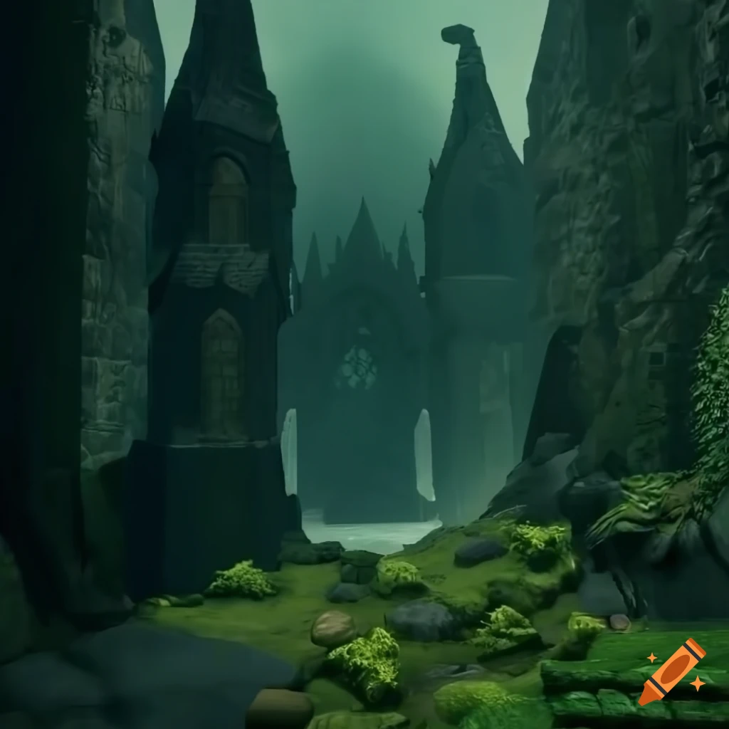 In the background between formation from above fantasy RPG game forest ...