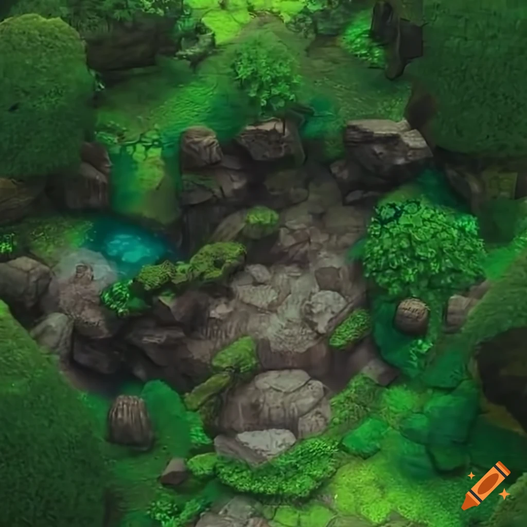 In the background between formation from above fantasy RPG game forest ...