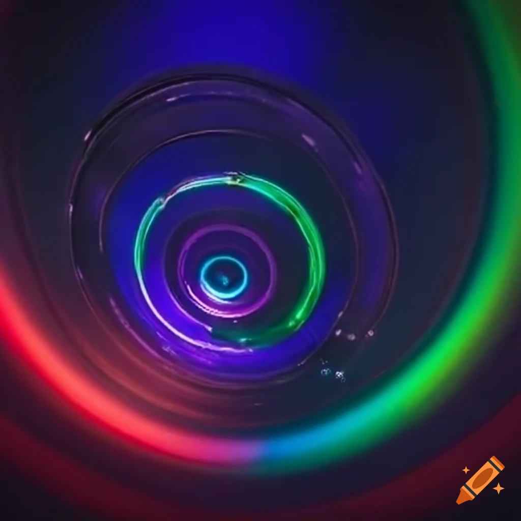 Multiple alien spaceships with different colored lights, all lighting ...