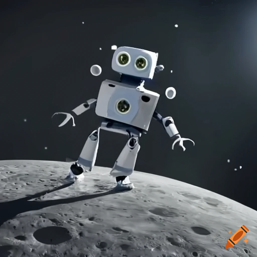 Robot walking on moon surface