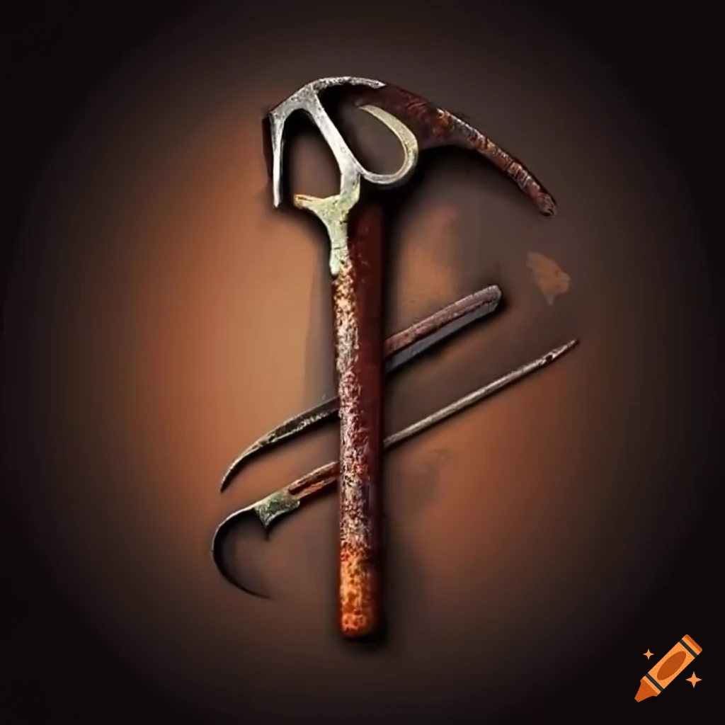 Rusty tools creating a unique x-shaped structure on Craiyon