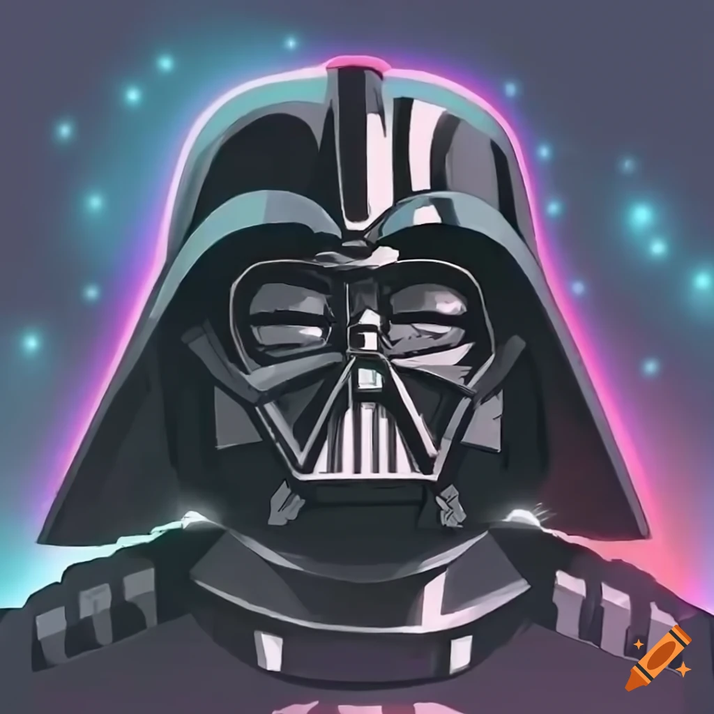 An anime-style depiction of darth vader with a dark aura on Craiyon