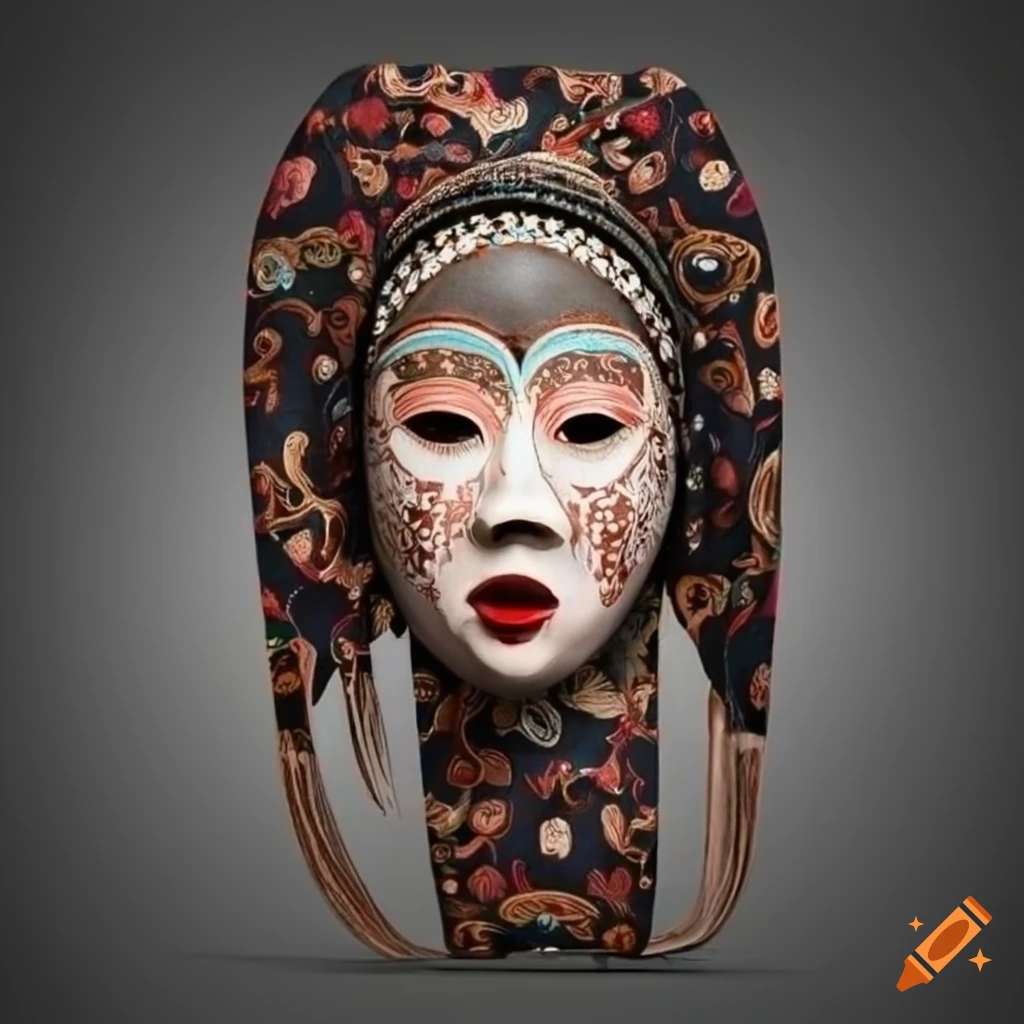 Beautiful expressive ethnic mask resembling elegant japanese woman of ...