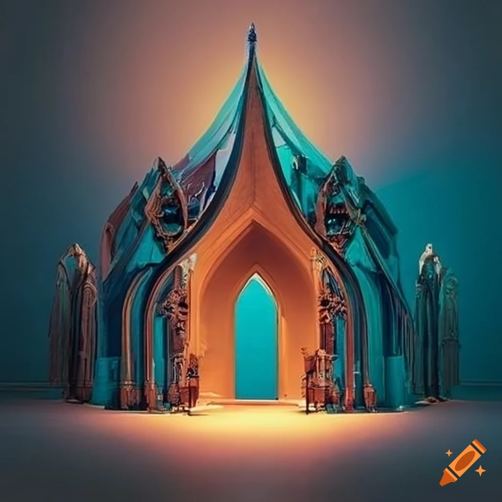 Extruded gothic revival style inflated installation on Craiyon