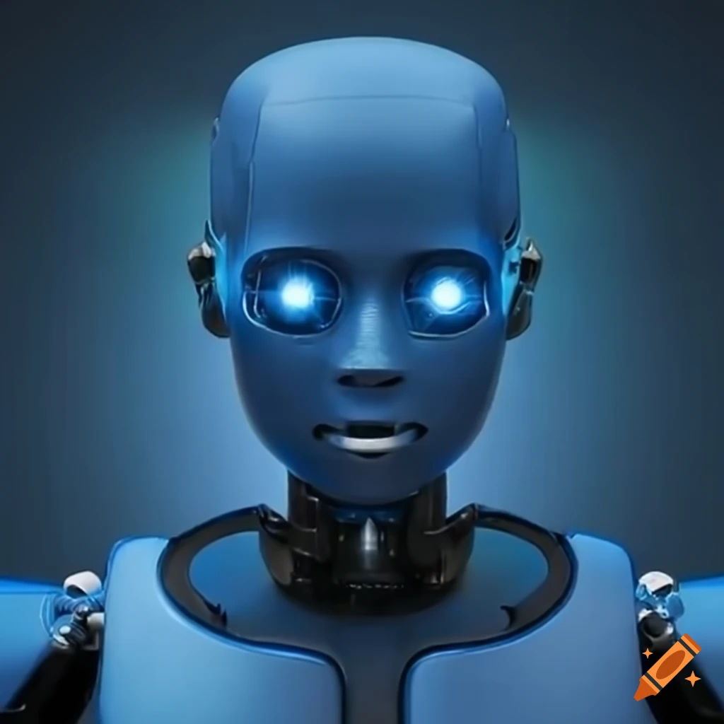 Smart dark blue robot with artificial intelligence on Craiyon