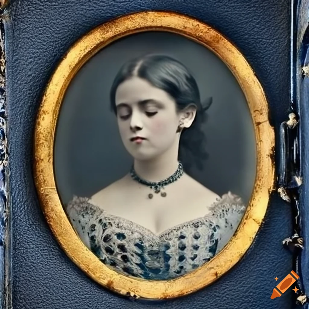 Daguerreotype of a victorian 'sleeping beauty' princess with eyes closed
