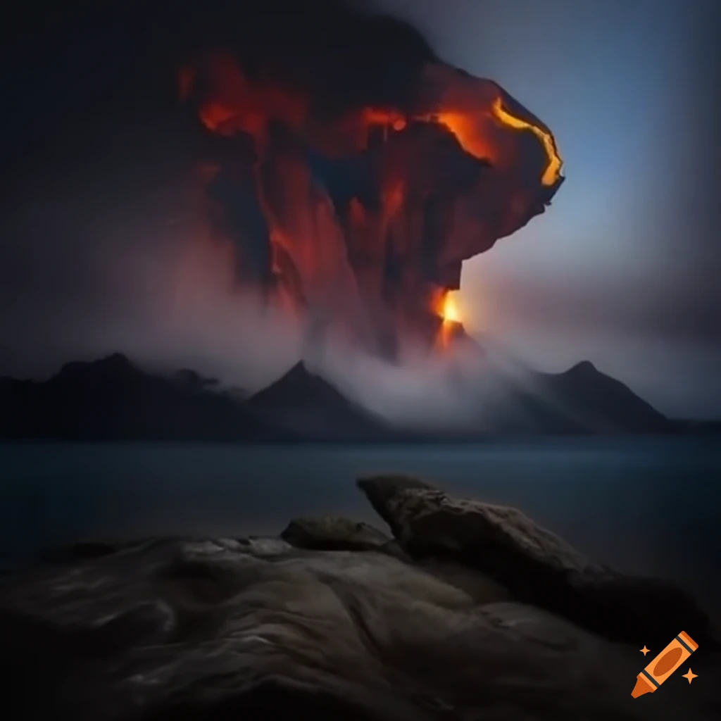 Landscape art with exploding mountains on Craiyon