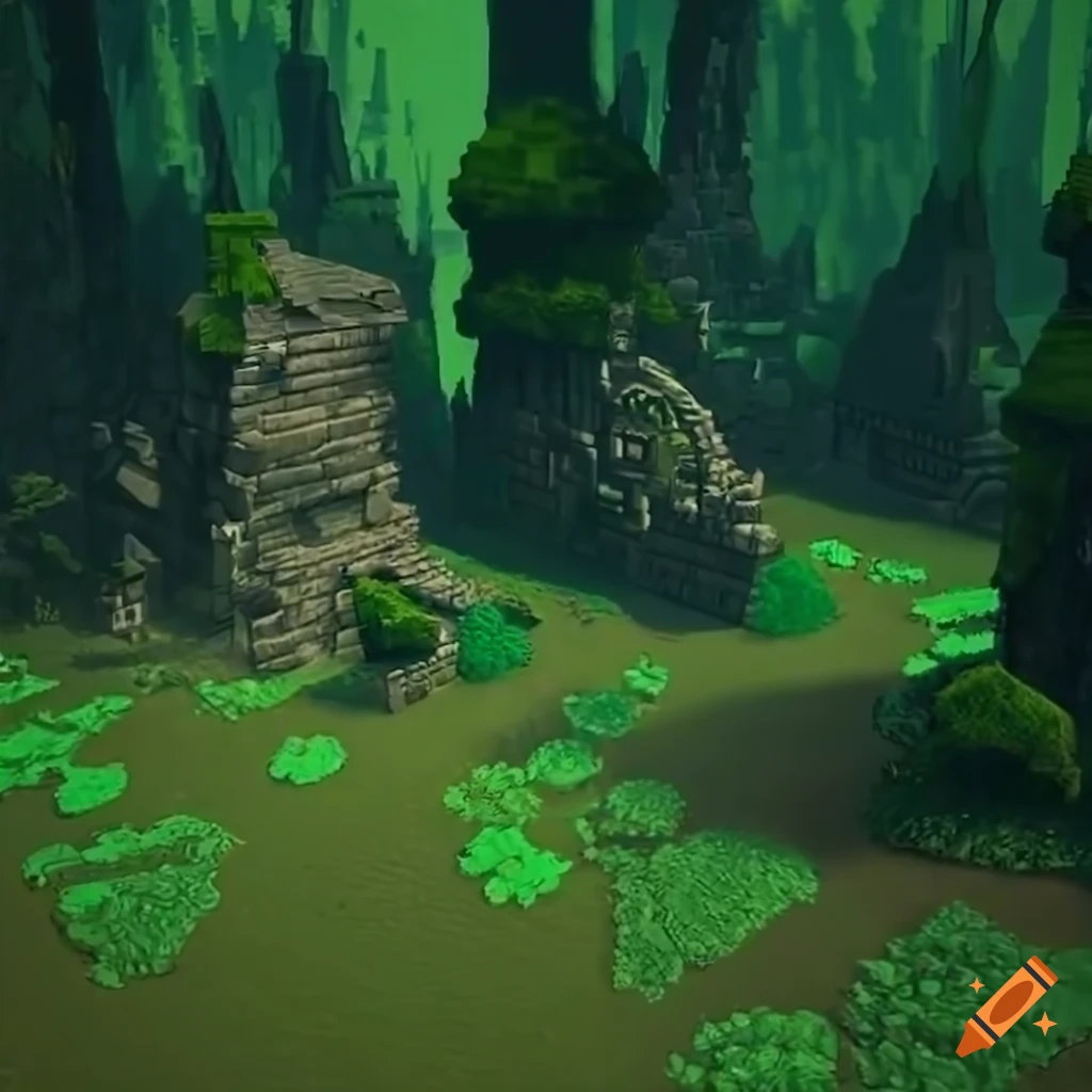 In the background between formation from above fantasy RPG game forest ...