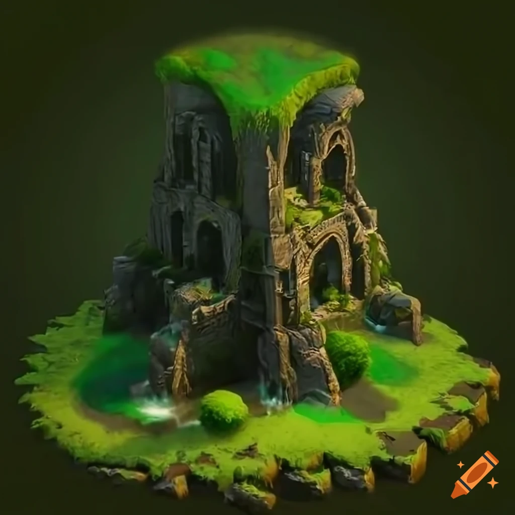 In the background between formation from above fantasy RPG game forest ...