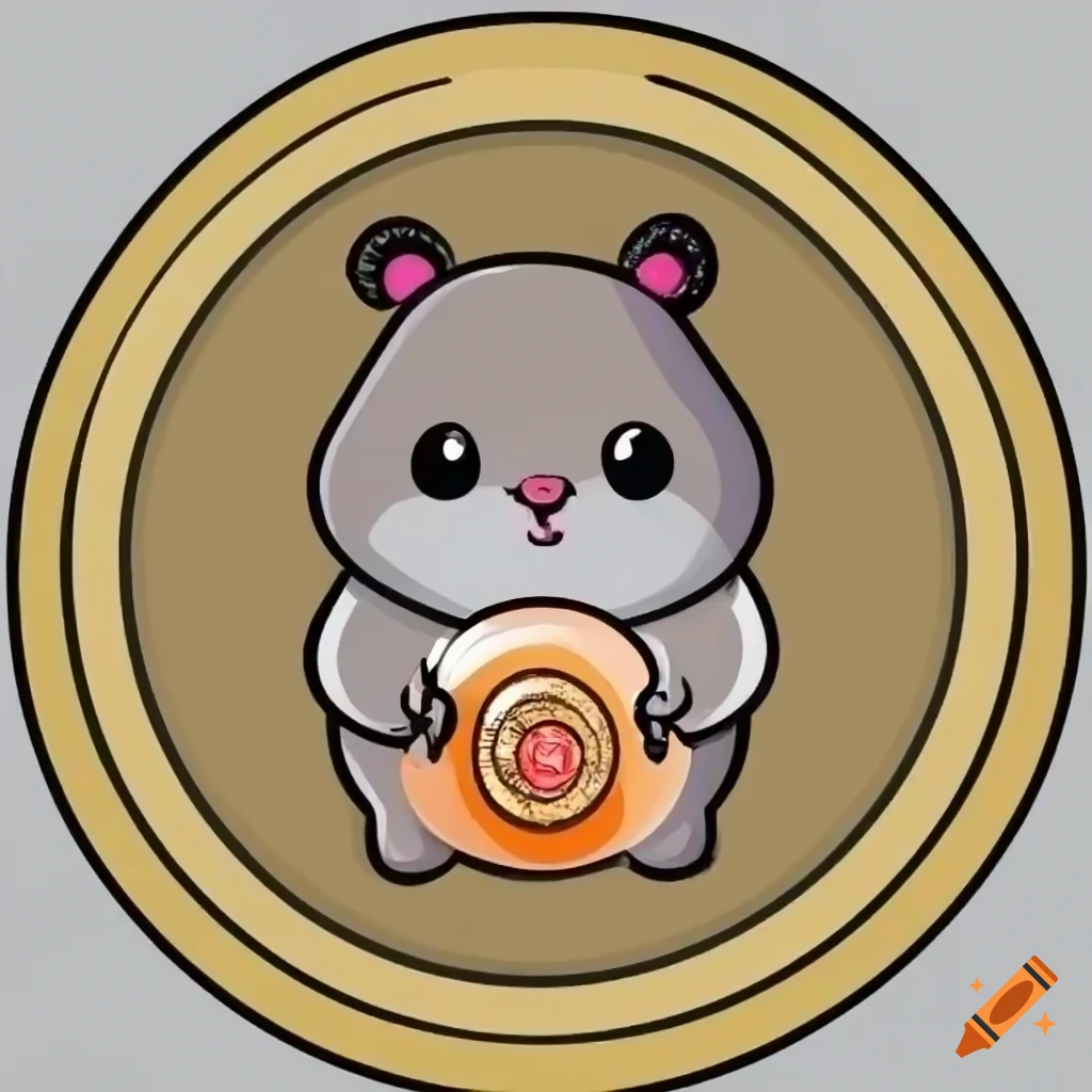 Cartoon cute hamster logo in a coin with vibrant colors on Craiyon