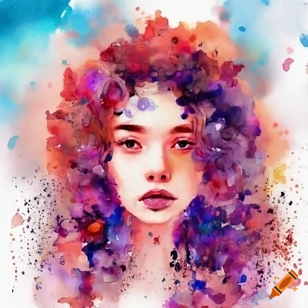 Watercolor Painting Portrait Abstract