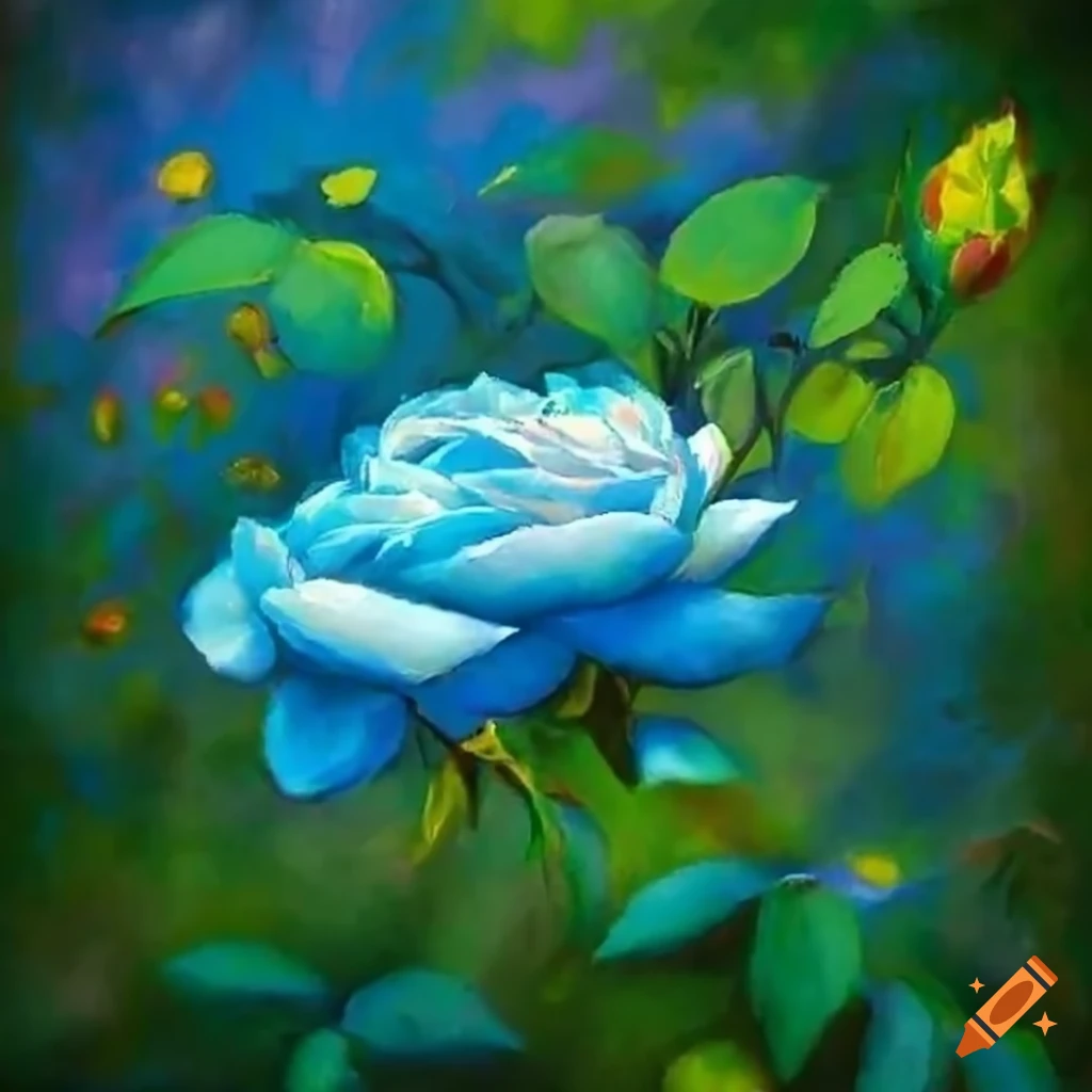 A beautiful garden of blooming roses, painted in Monet's style on Craiyon