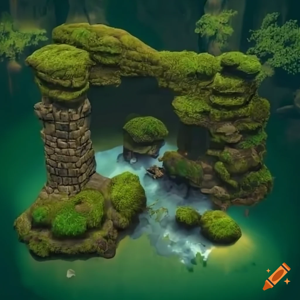 In the background between formation from above fantasy RPG game forest ...