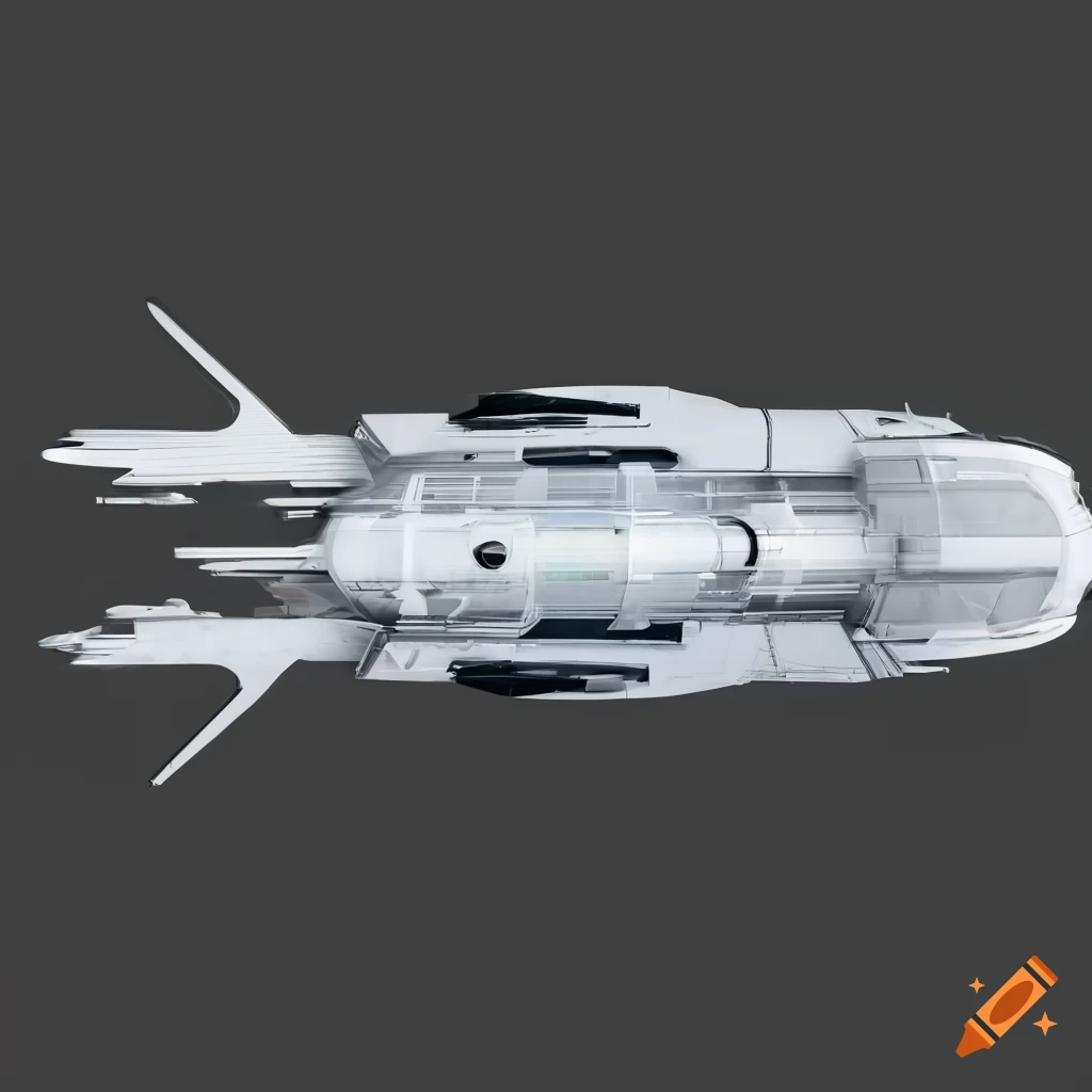 Futuristic white spaceship, isolated on white background, ultrarealism ...