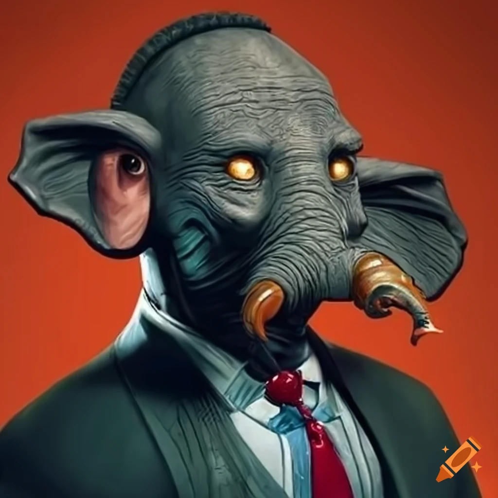 Humanoid elephant salesman