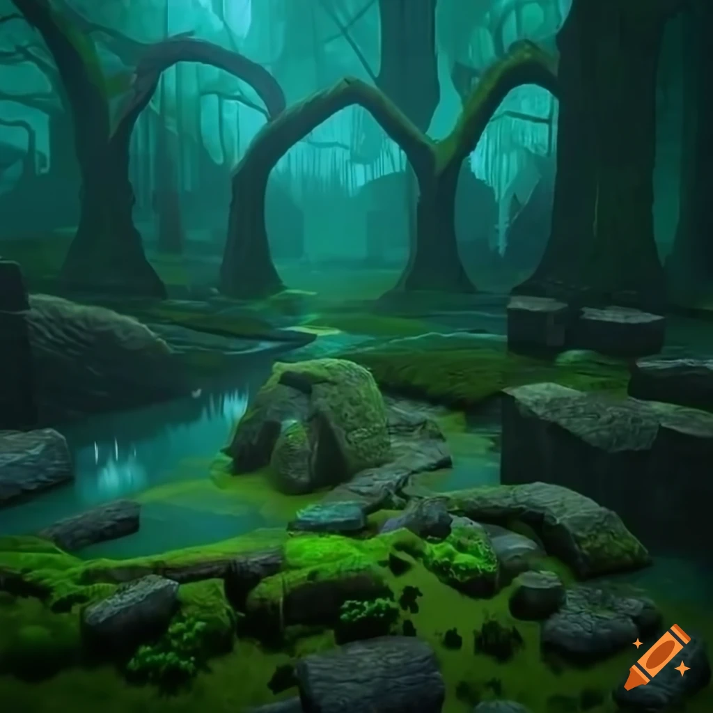 In the background between formation from above fantasy RPG game forest ...