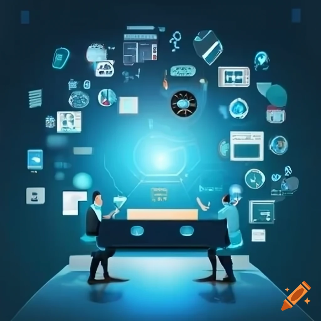 Information technology solutions for businesses including people on Craiyon