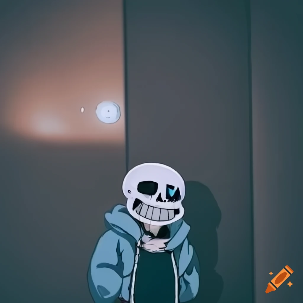 Sans undertale taking a picture with a phone* on Craiyon