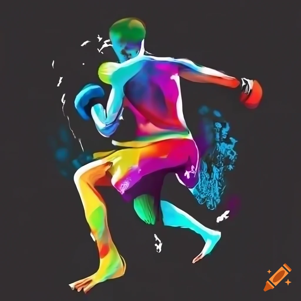 MMA fighter, full body in kicking, black abstract Background, high ...