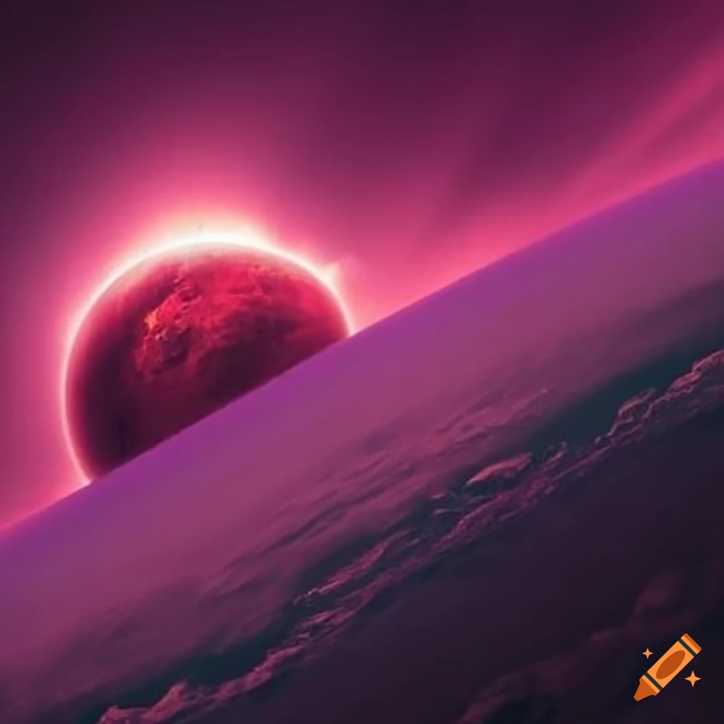 A mystical pink and red planet