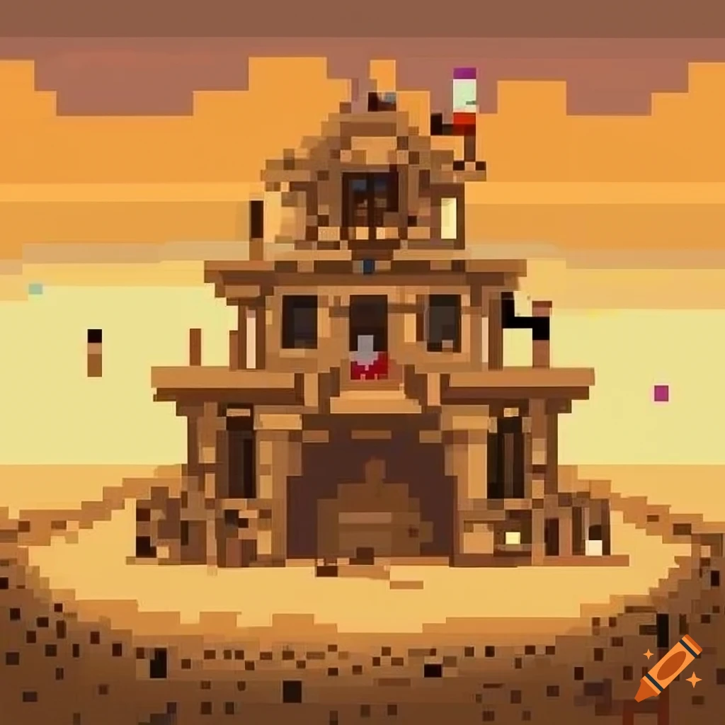 Big saloon on sand pixel art