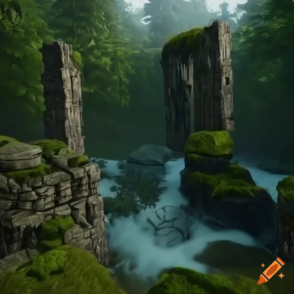 N the background between formation from above fantasy RPG game forest ...