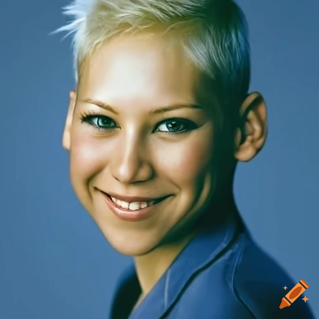 Portrait of anna kournikova with a very short buzzcut haircut, nape ...