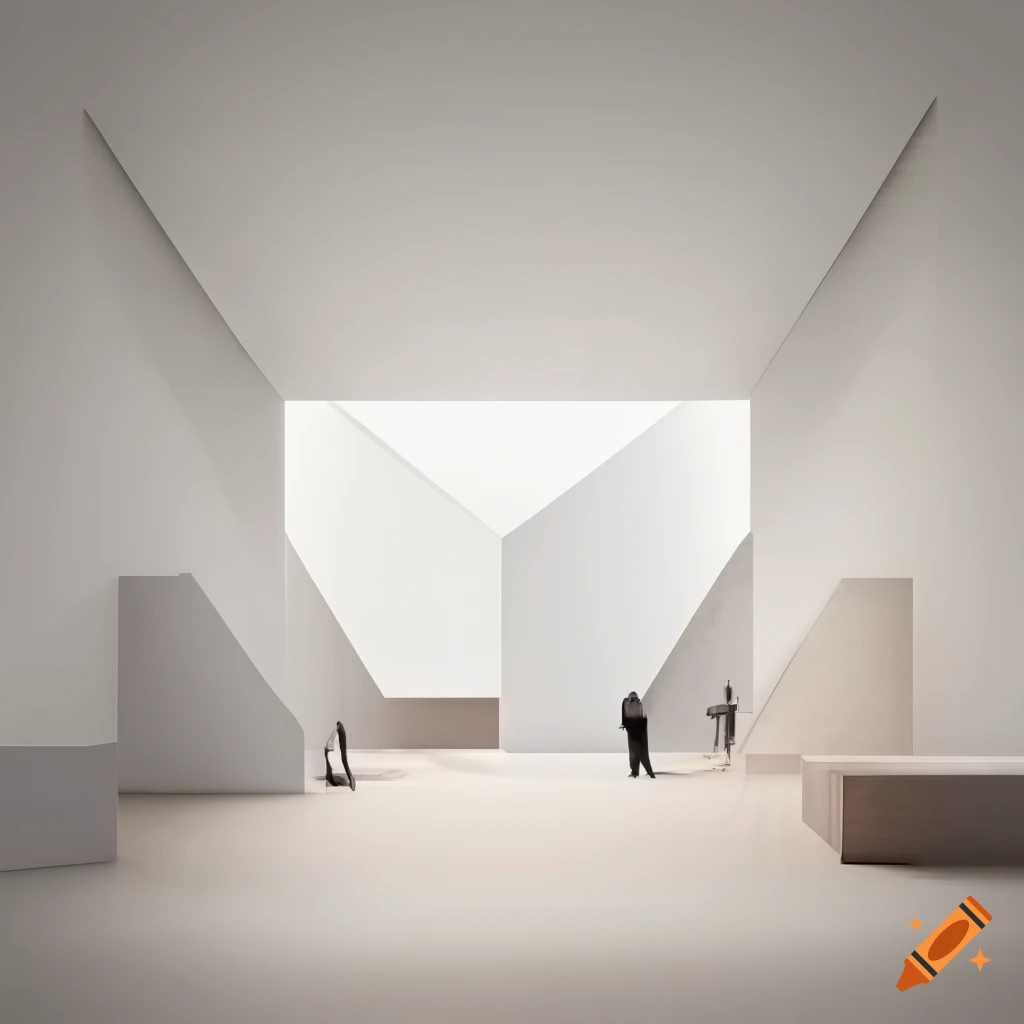 Interior museum gallery art lumion rendering gray light white wall ...