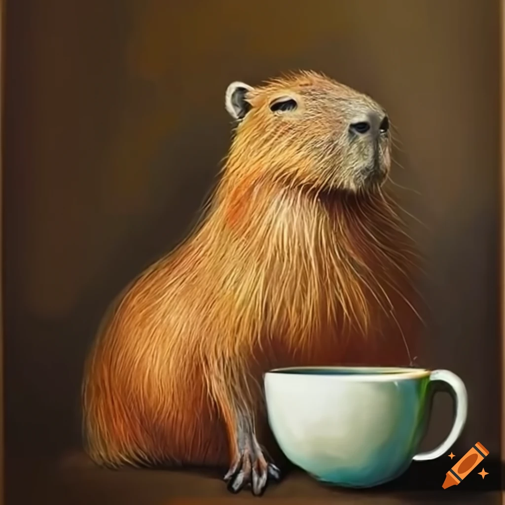 Capybara with a cup on Craiyon