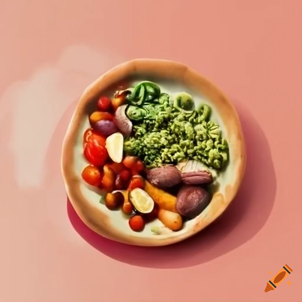 A plate of mediterranean diet on Craiyon