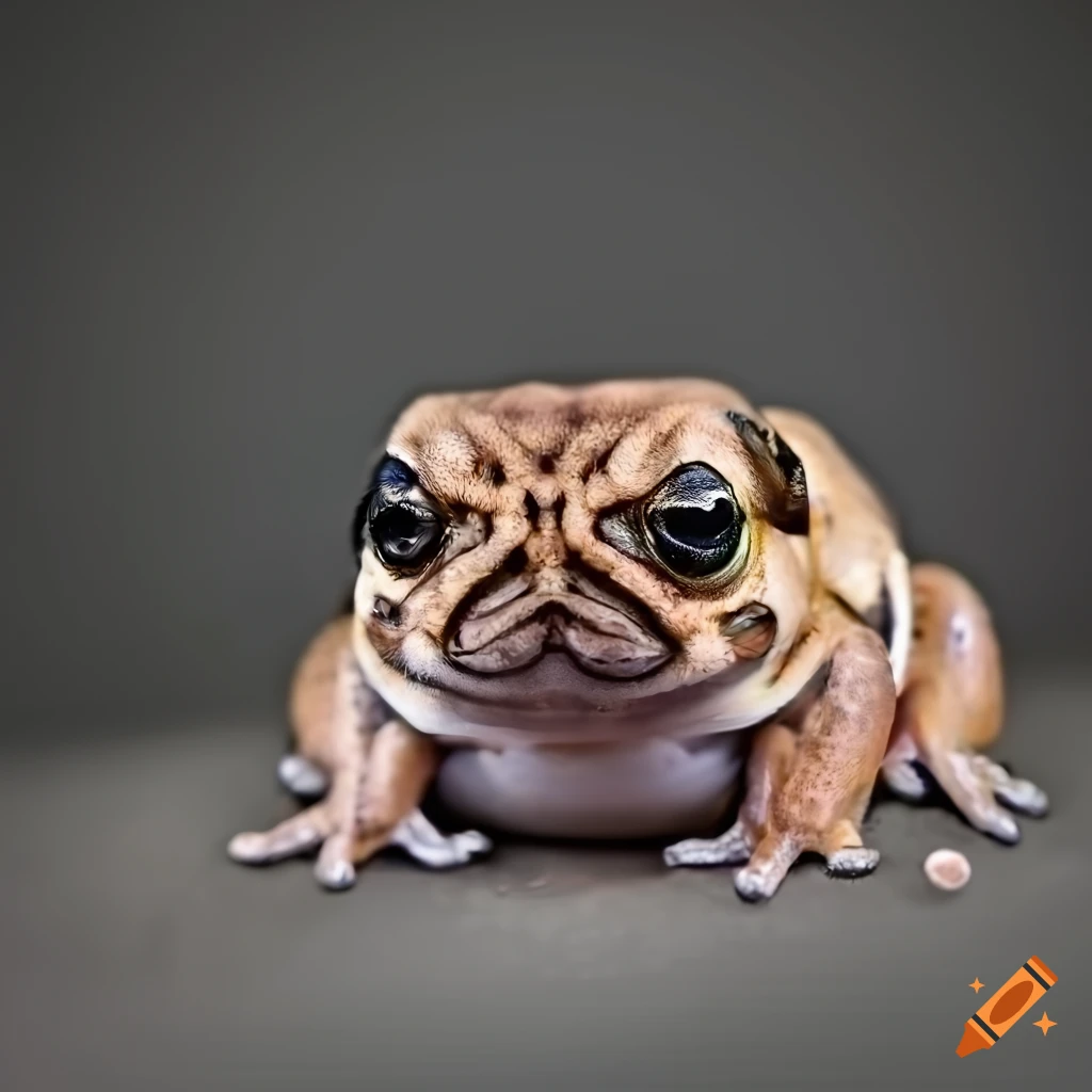 A high definition photo of an adorable pug-frog hybrid, hd ...
